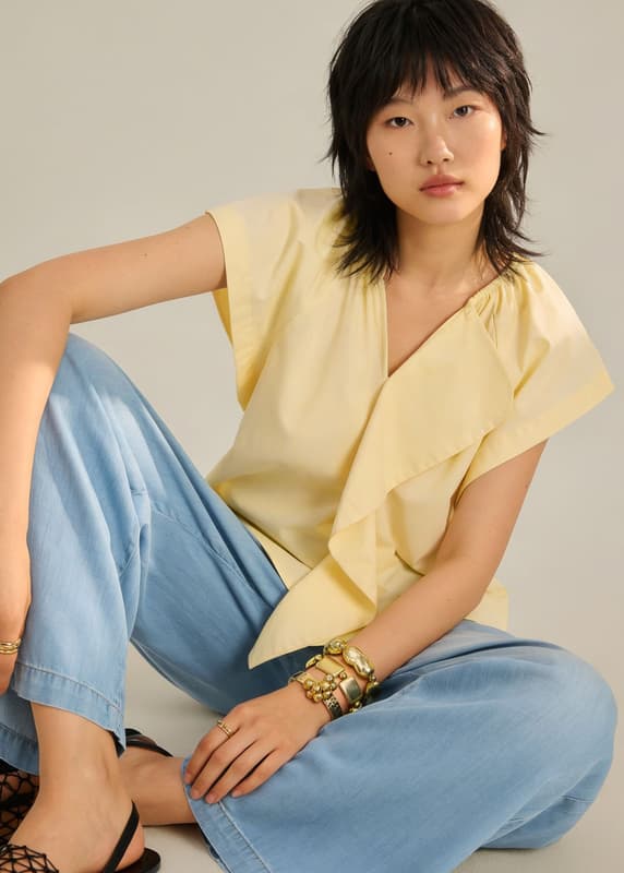 Keiko Cotton Draped Panel Top | Love, Bonito SG