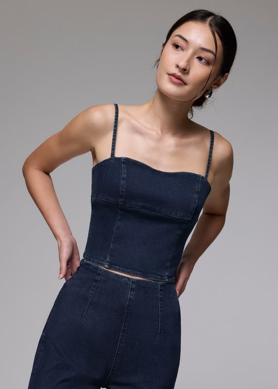 Denim Bustier Crop Camisole Top | Love, Bonito SG