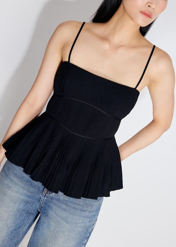 Pleated Straight Neck Peplum Camisole Top | Love, Bonito PH