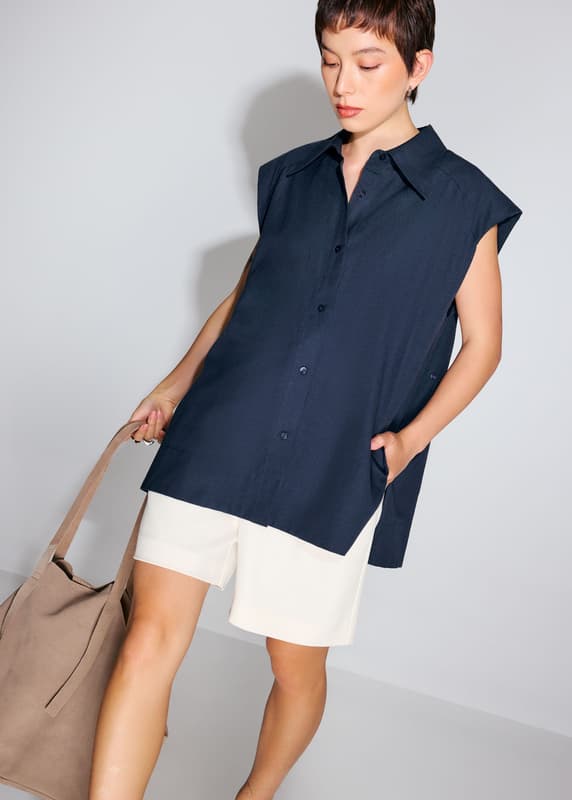 Relaxed Cotton Long Button Down Shirt | Love, Bonito SG