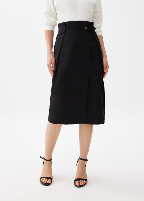 Belted Front Wrap Column Midi Skirt | Love, Bonito INTL