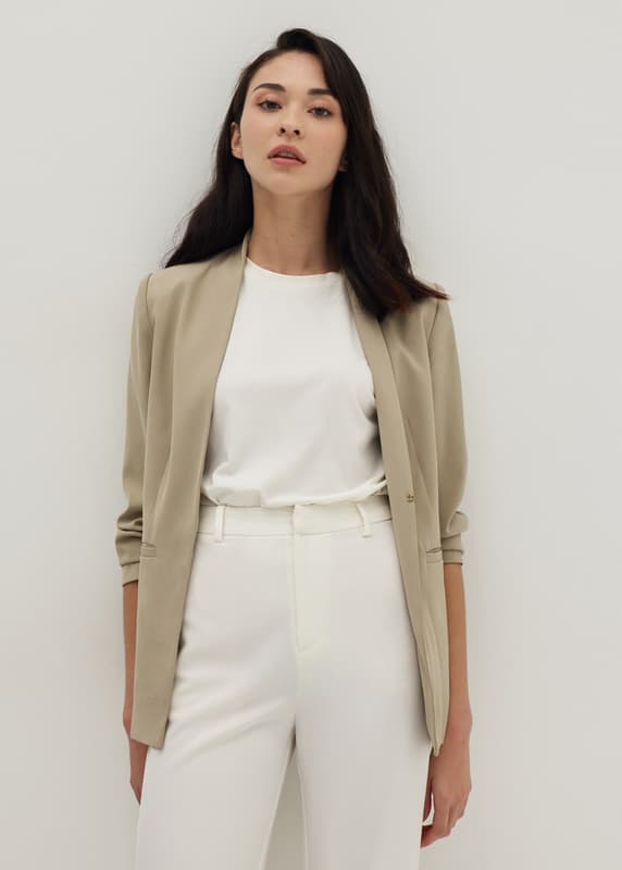 Tasmine Collarless Shoulder Padded Blazer | Love, Bonito INTL
