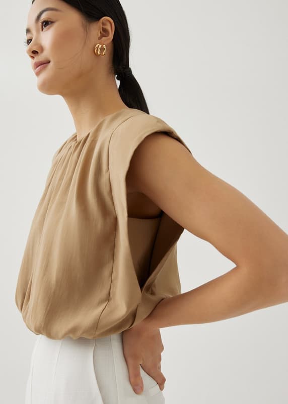 Oreana Padded Elastic Ruched Top | Love, Bonito INTL