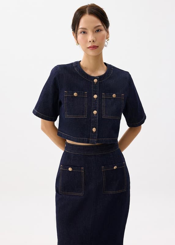Denim Cropped Boxy Top | Love, Bonito ID