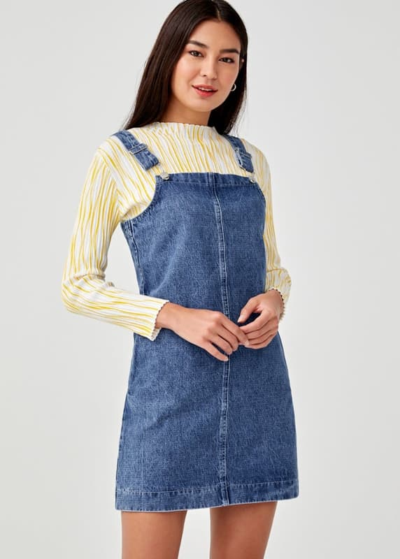 Nikola Denim Dungaree Dress | Love, Bonito INTL