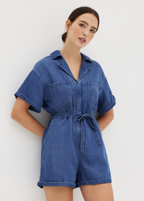 Julane Elastic Denim Romper | Love, Bonito INTL