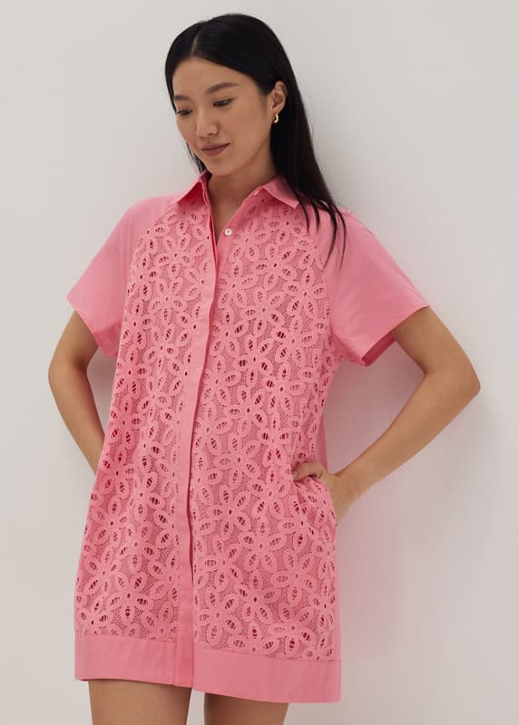 Letizia Mixed Fabric Shirt Dress | Love, Bonito INTL