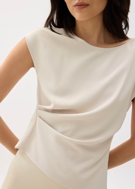Rhea Boat Neck Drape Blouse | Love, Bonito MY