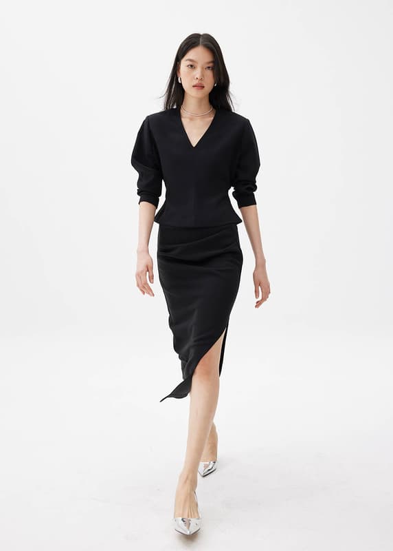 Moon Shoulder Padded V-neck Top | Love, Bonito ID