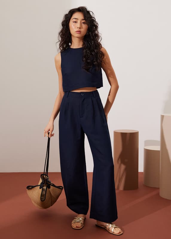 Liana Linen Crop Shell Top | Love, Bonito SG