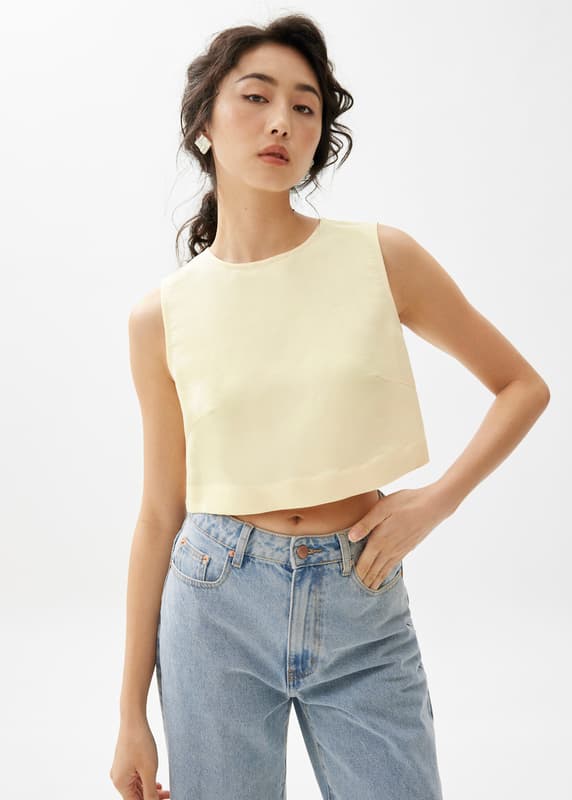 Liana Linen Crop Shell Top | Love, Bonito SG