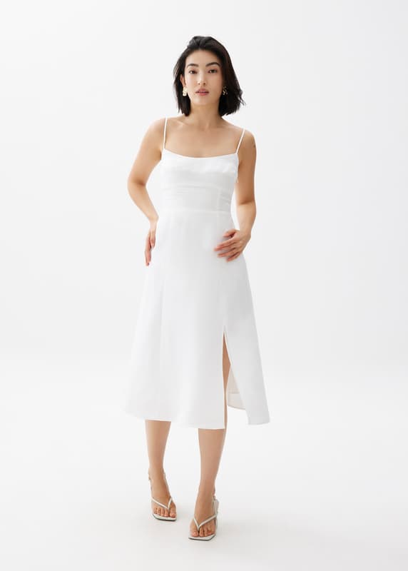 Emi Linen Fit & Flare Midi Dress | Love, Bonito ID