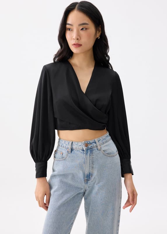 Cropped V-neck Wrap Top | Love, Bonito SG