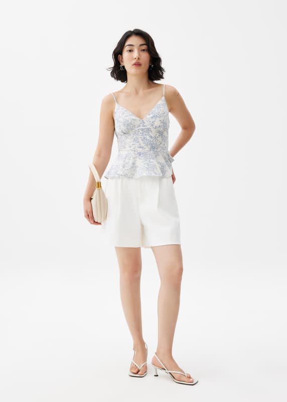 Padded Floral Peplum Camisole Top Love Bonito My