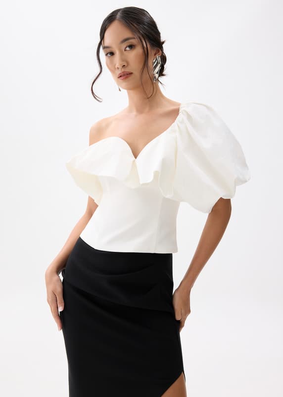 Padded Asymmetric Puff Sleeve Top | Love, Bonito PH