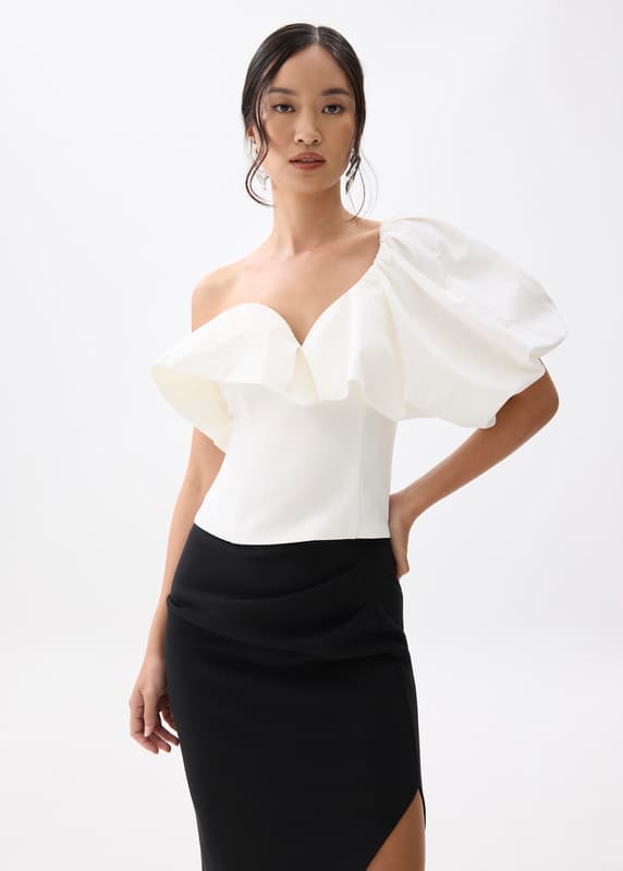 Padded Asymmetric Puff Sleeve Top | Love, Bonito PH