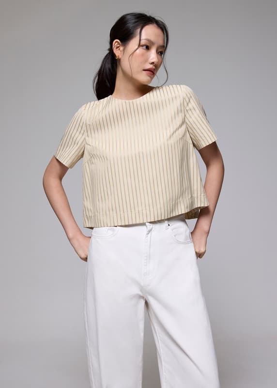 Striped Jacquard Round Neck Shell Top | Love, Bonito SG