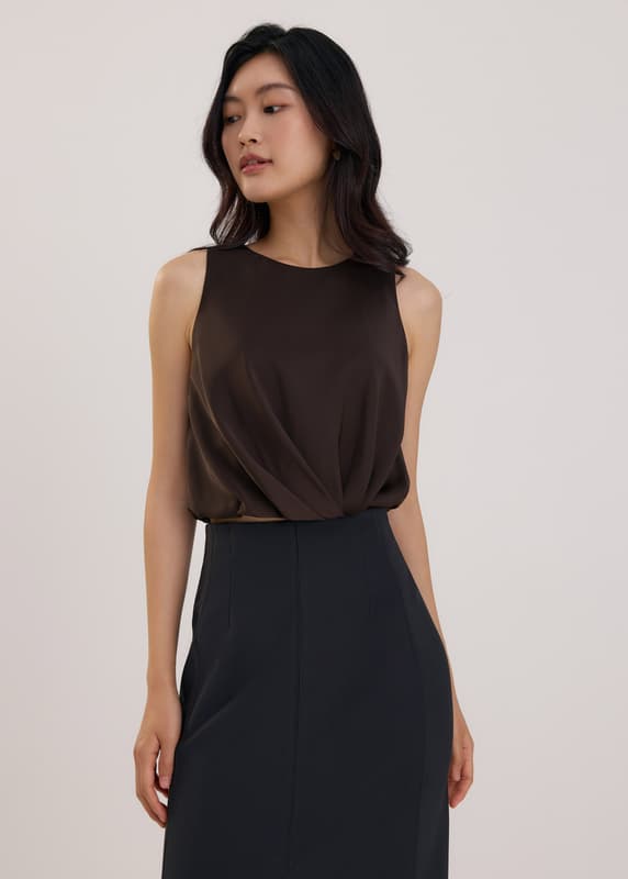 Relaxed Satin Round Neck Crop Top | Love, Bonito SG