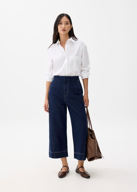 Denim Cropped Wide Leg Culottes | Love, Bonito ID