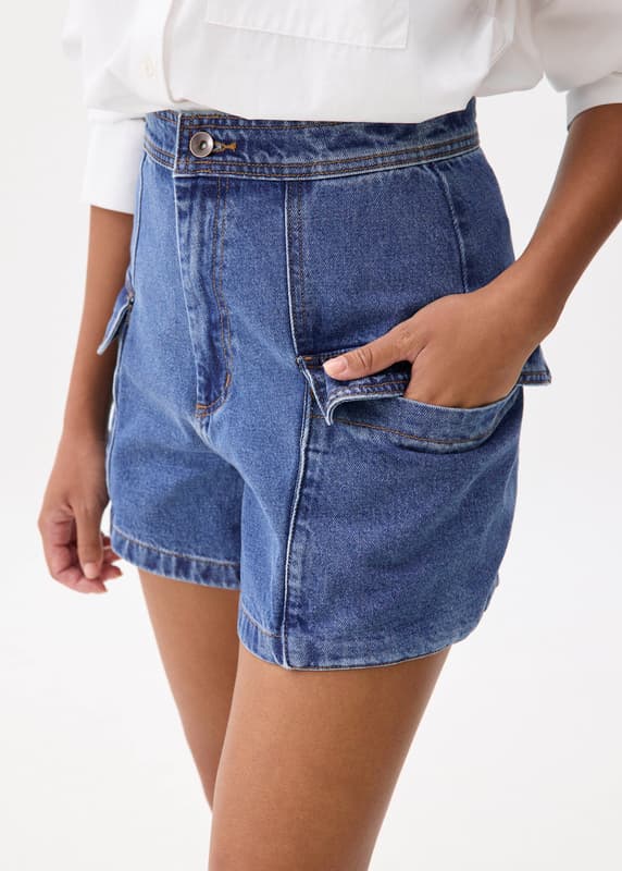 Denim High Waist A-line Shorts | Love, Bonito ID