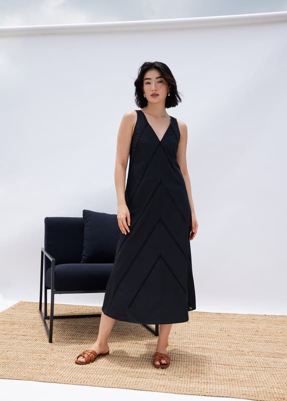 Cotton Lace Trim Trapeze Midaxi Dress | Love, Bonito MY