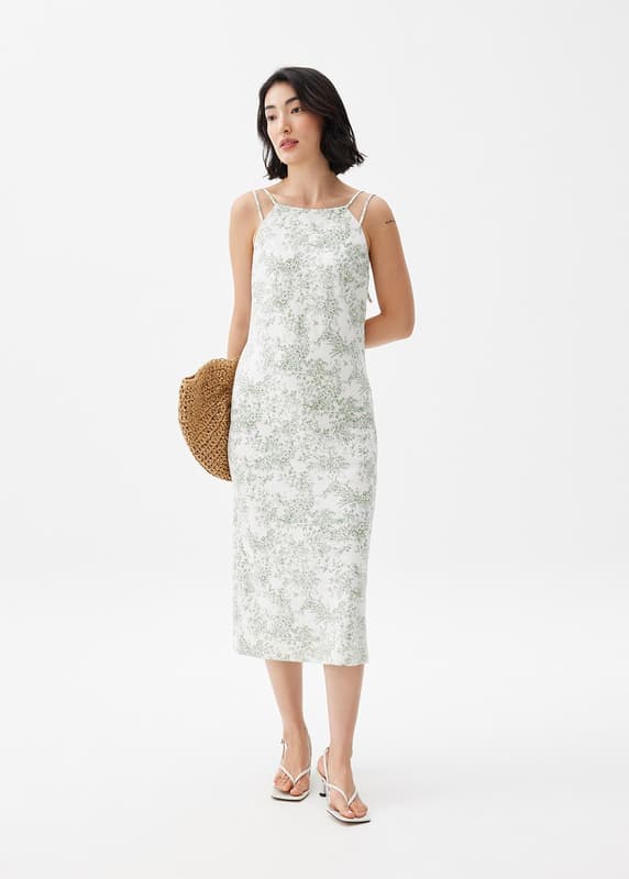 Floral Tie Back Column Midi Dress | Love, Bonito ID