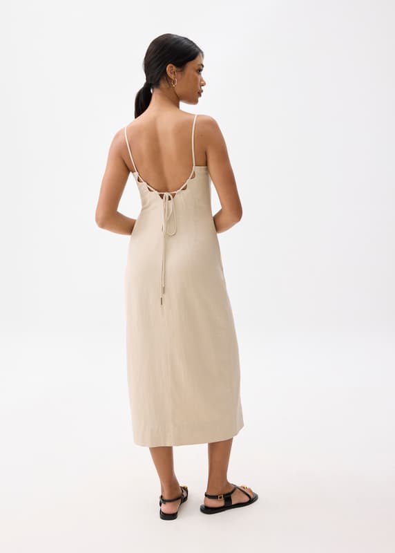 Linen Padded Column Midi Dress | Love, Bonito HK