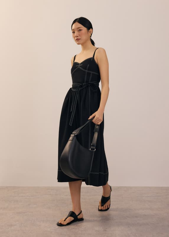 Detachable Sash Sweetheart Fit & Flare Midi Dress | Love, Bonito SG