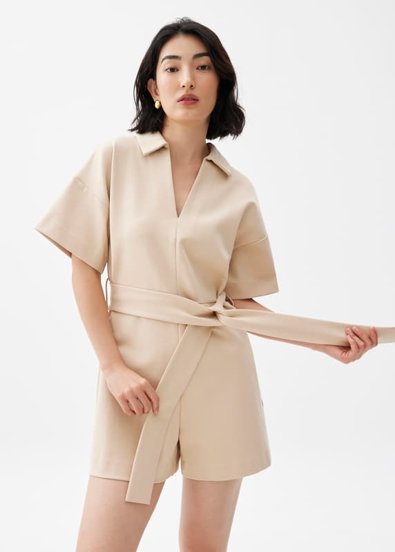 Boxy Collared Belted Romper | Love, Bonito SG
