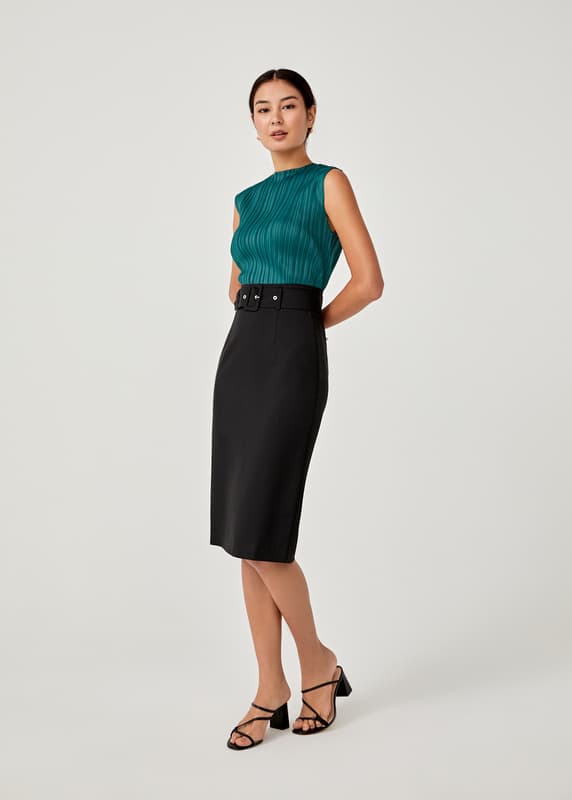 Clarie Belted Pencil Skirt | Love, Bonito Philippines