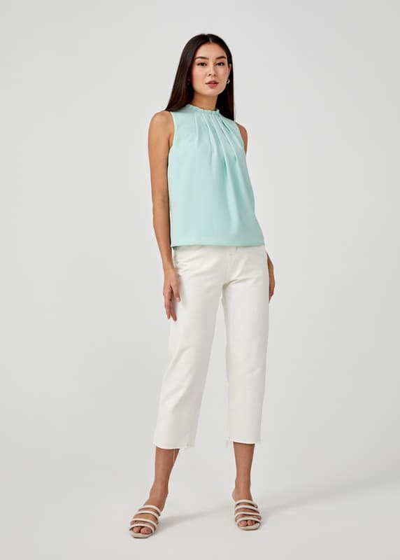 Zoe Frill Trim High Neck Top Love Bonito Id