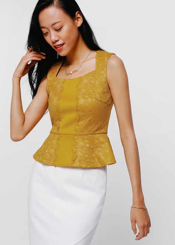 Lotaya Lace Trim Peplum Top | Love, Bonito PH