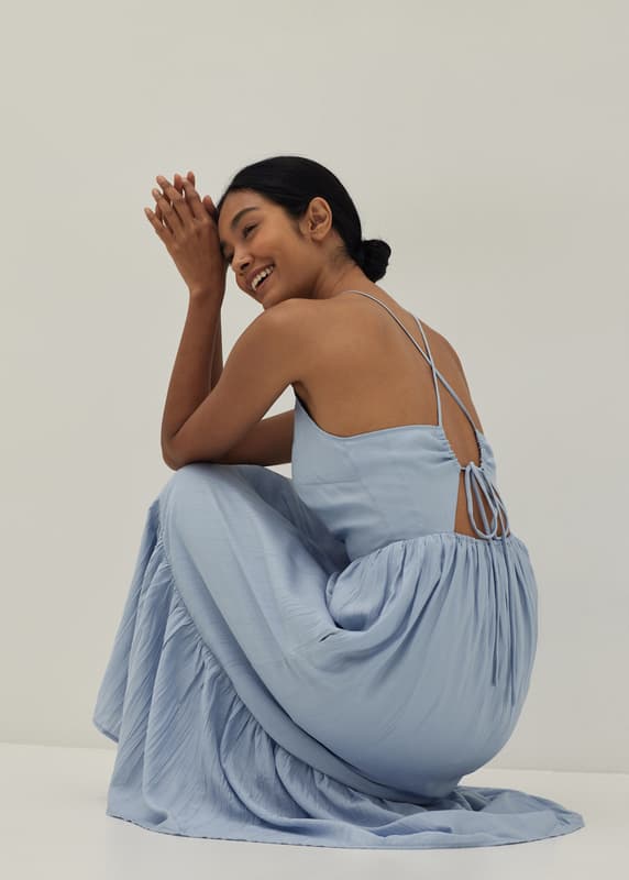 Maya Padded Textured Cross Back Dress | Love, Bonito INTL