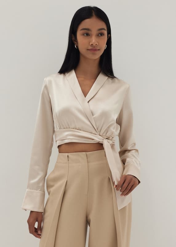 Kehlani Wrap Front Sash Tie Top | Love, Bonito INTL