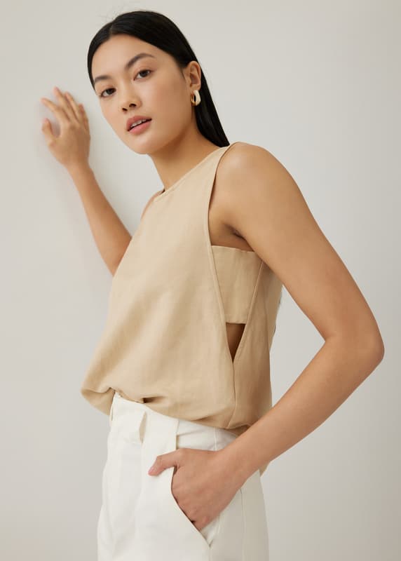 Guinevere Linen Panel Shell Top | Love, Bonito HK