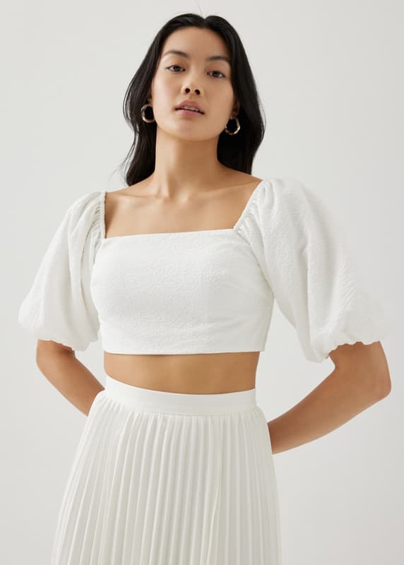 Lottie Padded Elastic Puff Sleeve Top | Love, Bonito SG