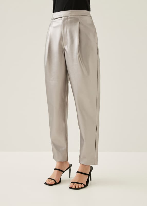 Beckey Metallic Pleather Peg Leg Pants | Love, Bonito INTL