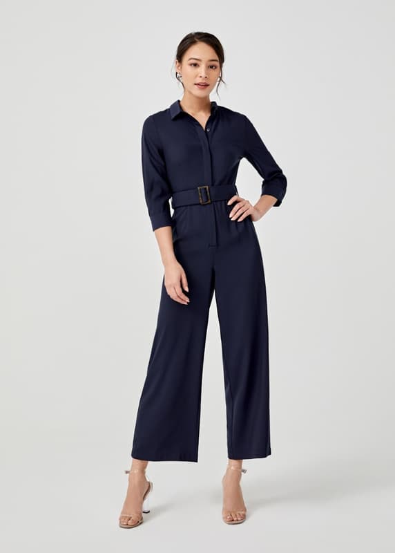 Dorothy Cuffed Sleeve Belted Jumpsuit | Love, Bonito Philippines