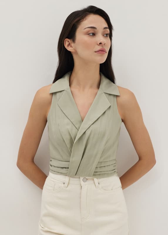 Briar Pleat Vest Crop Top | Love, Bonito MY