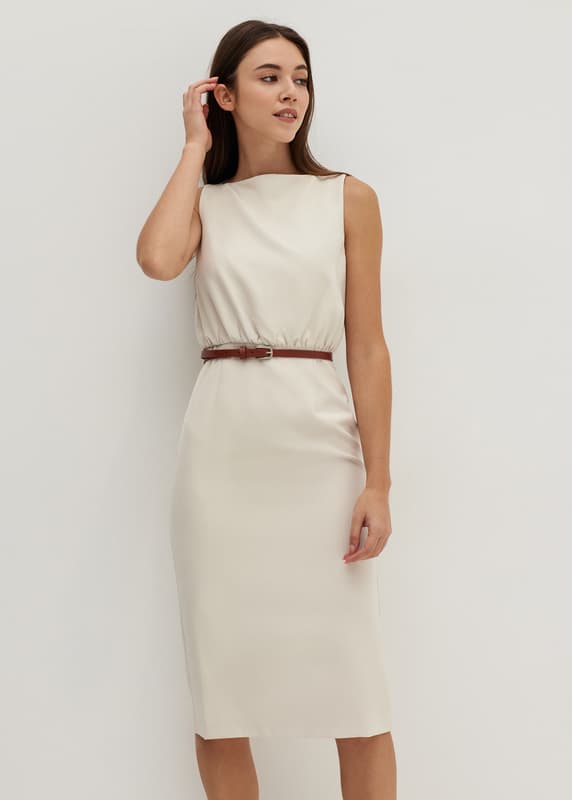 Daphne Classic Belted Column Dress | Love, Bonito SG