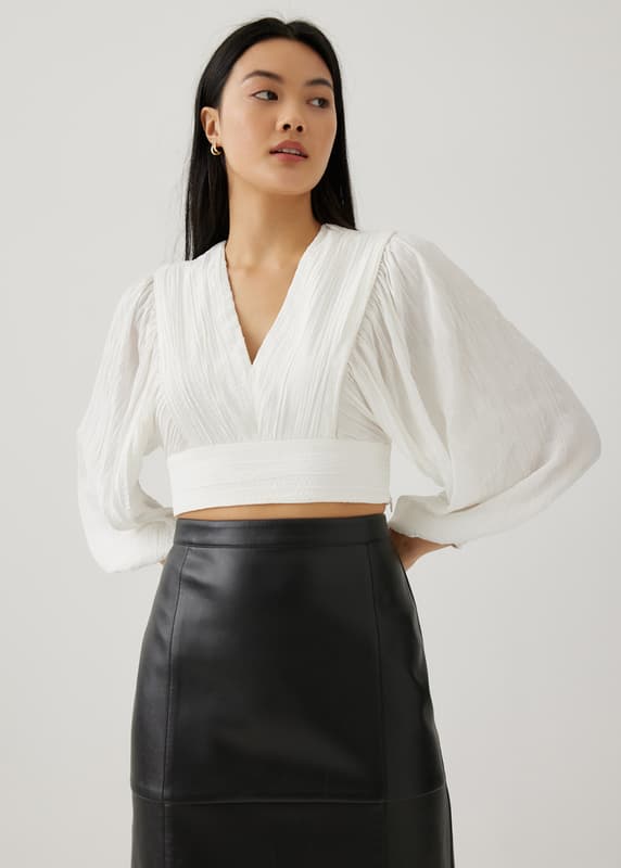Aisha Textured Puff Sleeve Blouse | Love, Bonito SG