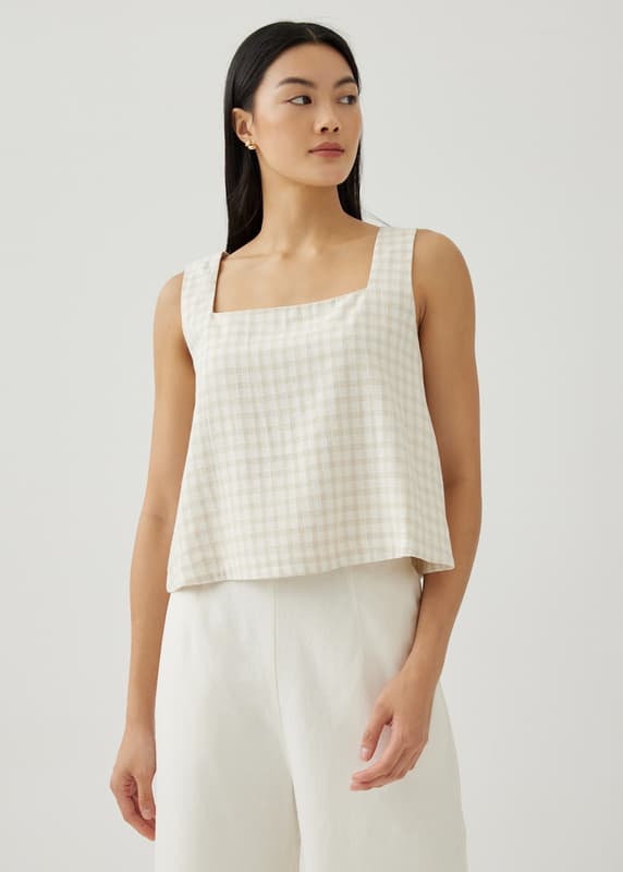 Yvonne Linen Square Neck Shell Top | Love, Bonito SG