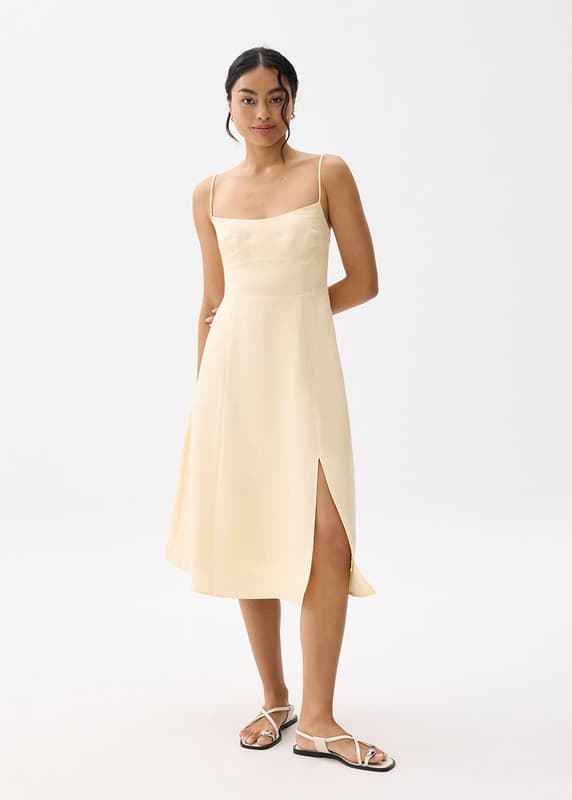 Emi Linen Fit & Flare Midi Dress | Love, Bonito ID