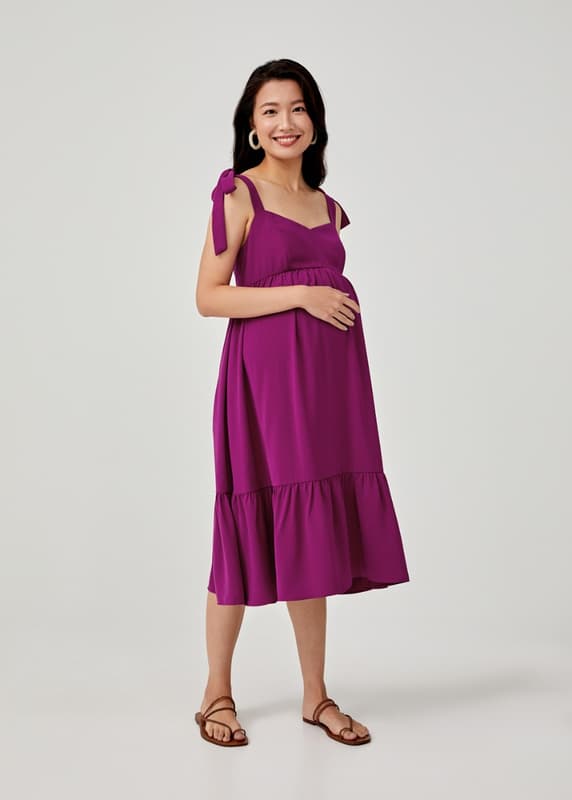 Harlyn Maternity Ribbon Tie Trapeze Dress | Love, Bonito SG