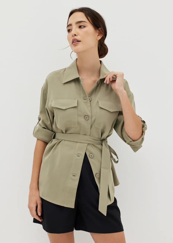 Freja Relaxed Sash Shirt | Love, Bonito INTL