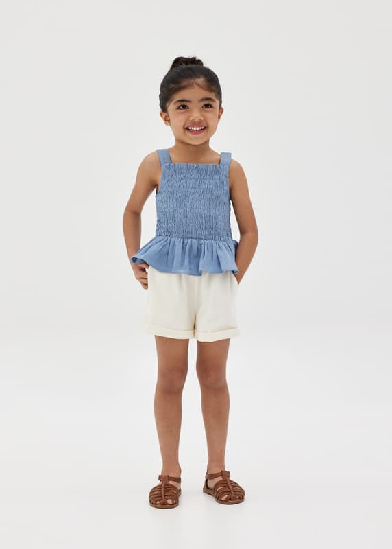 Emani Denim Square Neck Smocked Top | Love, Bonito Philippines