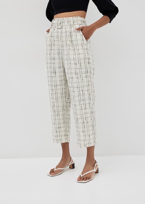 Audrie Tweed Tailored Peg Leg Pants Love Bonito Us