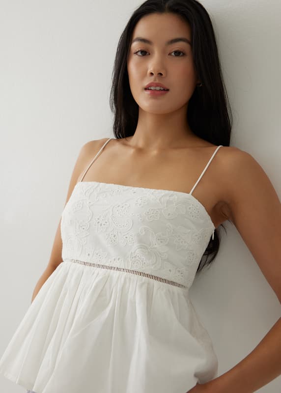 Vandelia Broderie Babydoll Top | Love, Bonito HK