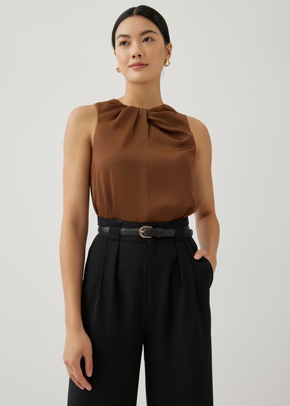 Tahli Satin Front Twist Shell Top | Love, Bonito HK