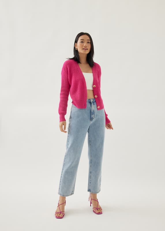 Buy Ezra Fuzzy Yarn Crop Cardigan @ Love, Bonito Singapore | Shop Women ...